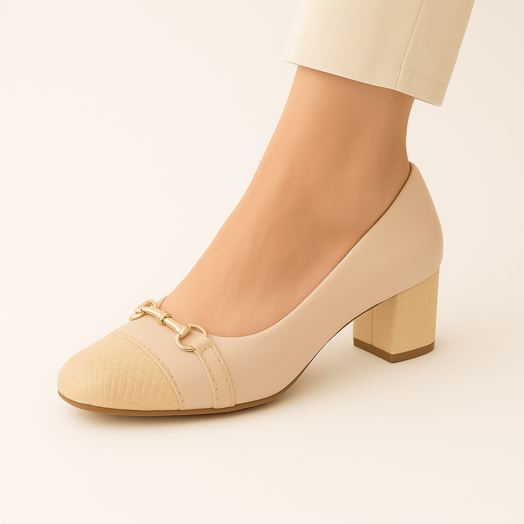 Tacones con textura beige para mujer